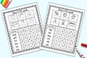 Free Printable Short U CVC Words Worksheets - The Artisan Life