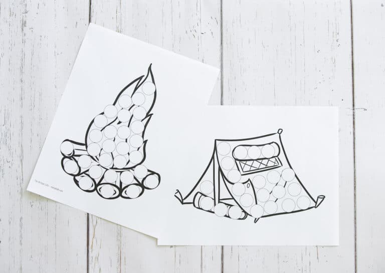 Free Printable Camping Themed Dot Marker Pages - The Artisan Life