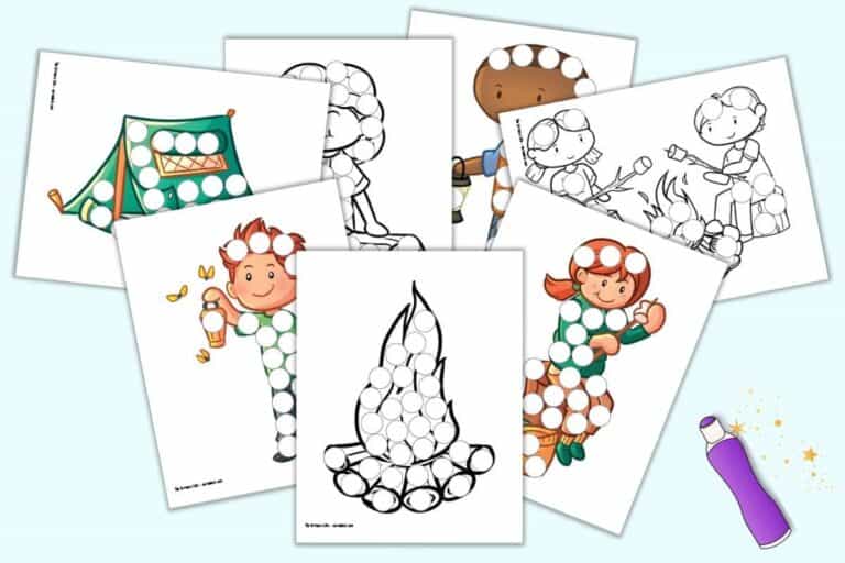 Free Printable Camping Themed Dot Marker Pages - The Artisan Life