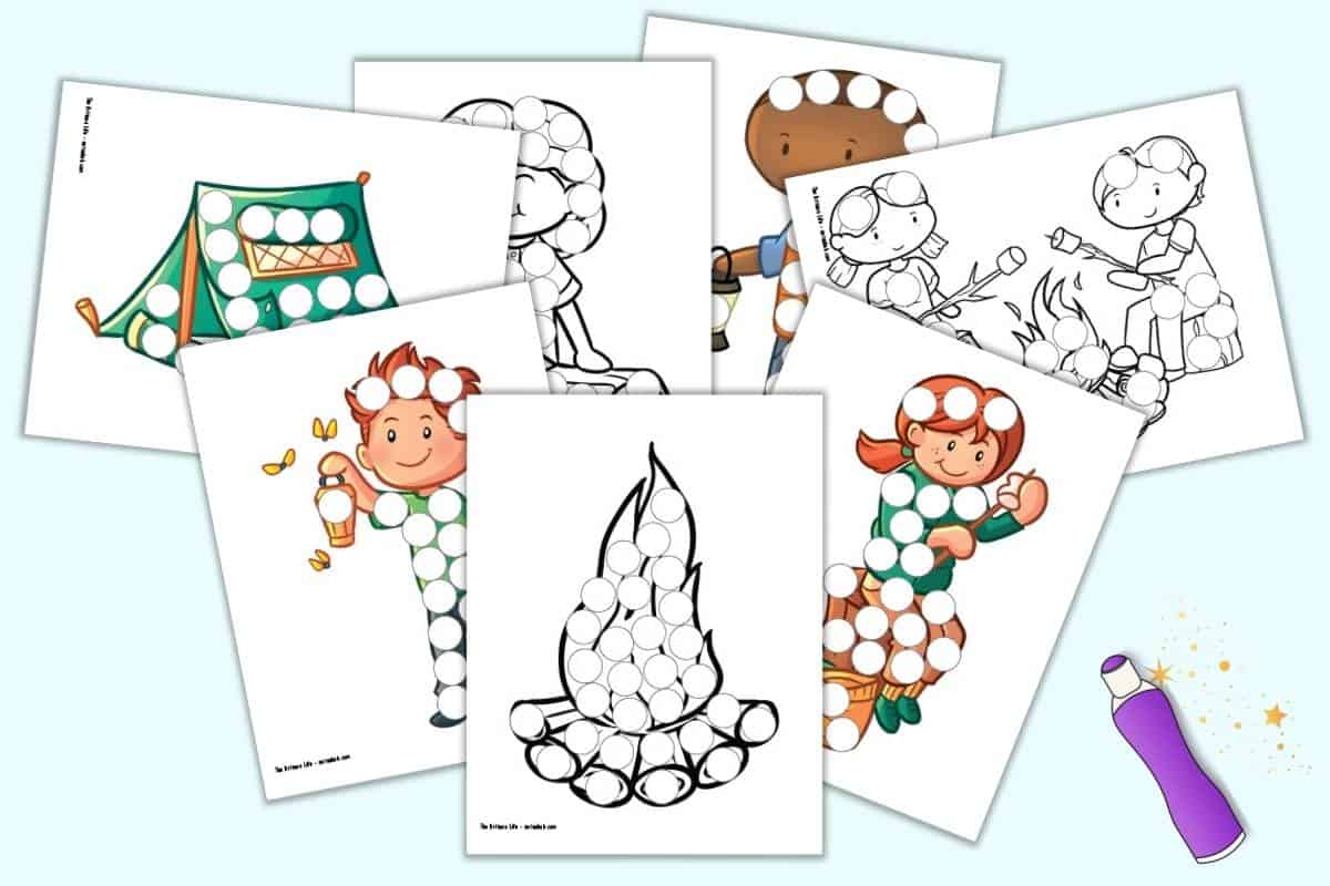 Free Printable Camping Themed Dot Marker Pages - The Artisan Life