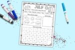 Free Printable July Calendar Worksheet for Kids - The Artisan Life