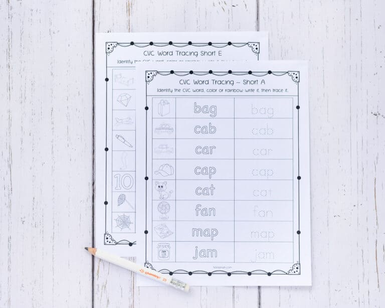 Free Printable CVC Word Tracing Worksheets - The Artisan Life