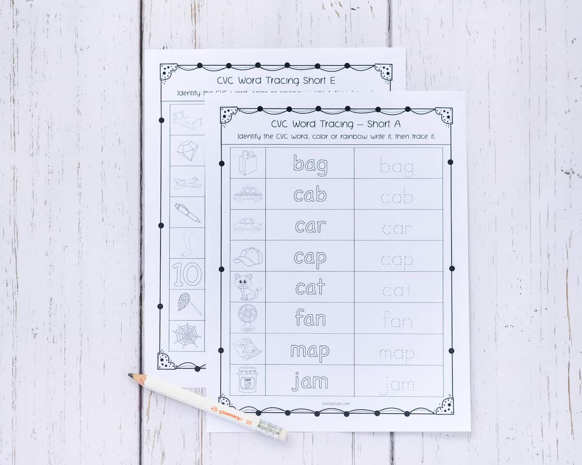 Free Printable CVC Word Tracing Worksheets - The Artisan Life