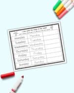 Free Printable Days of the Week Tracing Worksheet - The Artisan Life