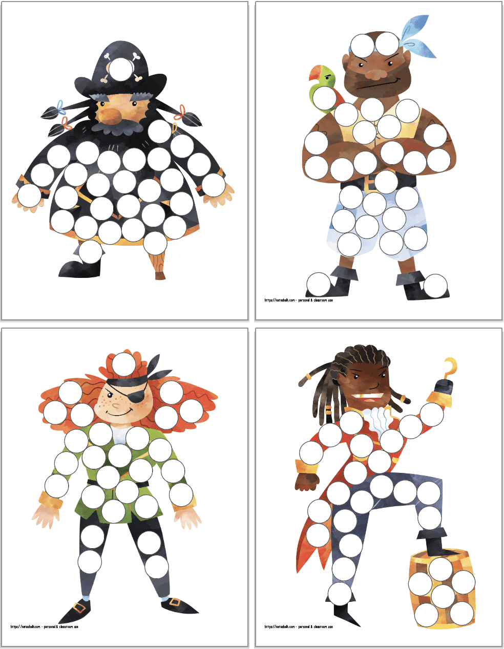 Free Printable Pirate Dot Marker Dauber Pages - The Artisan Life