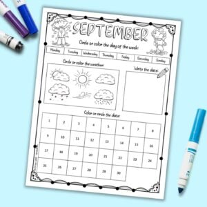 Free Printable August Calendar Worksheet for Kids - The Artisan Life