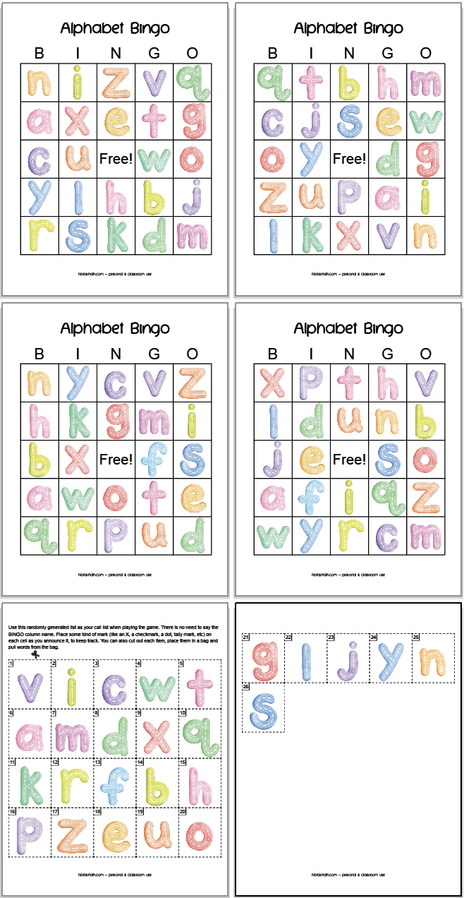 Free Printable Lowercase Alphabet Bingo - The Artisan Life