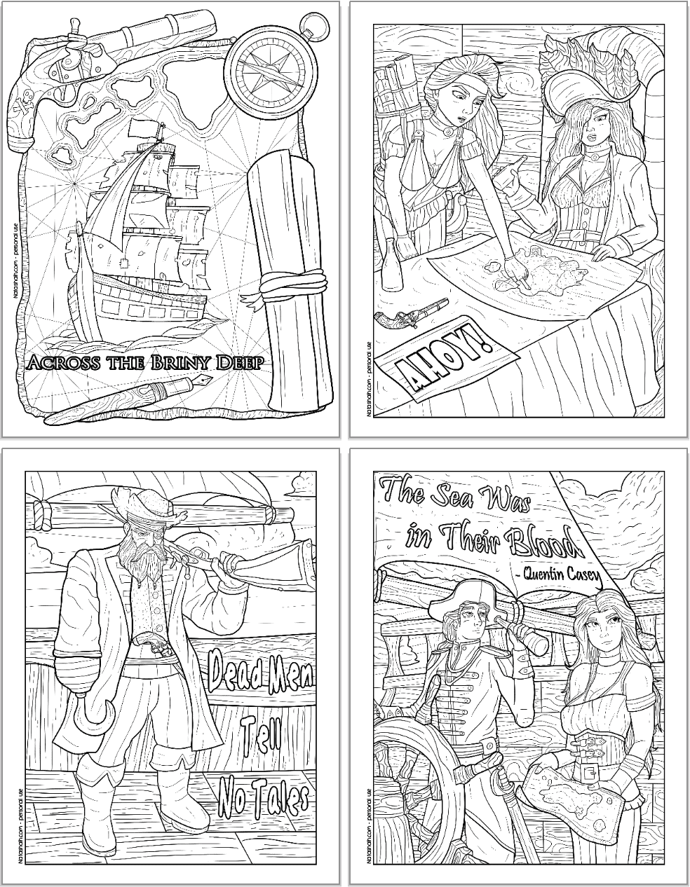 Free Printable Pirate Coloring Pages for Adults - The Artisan Life