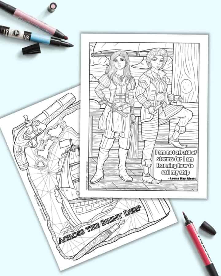 Free Printable Pirate Coloring Pages for Adults - The Artisan Life