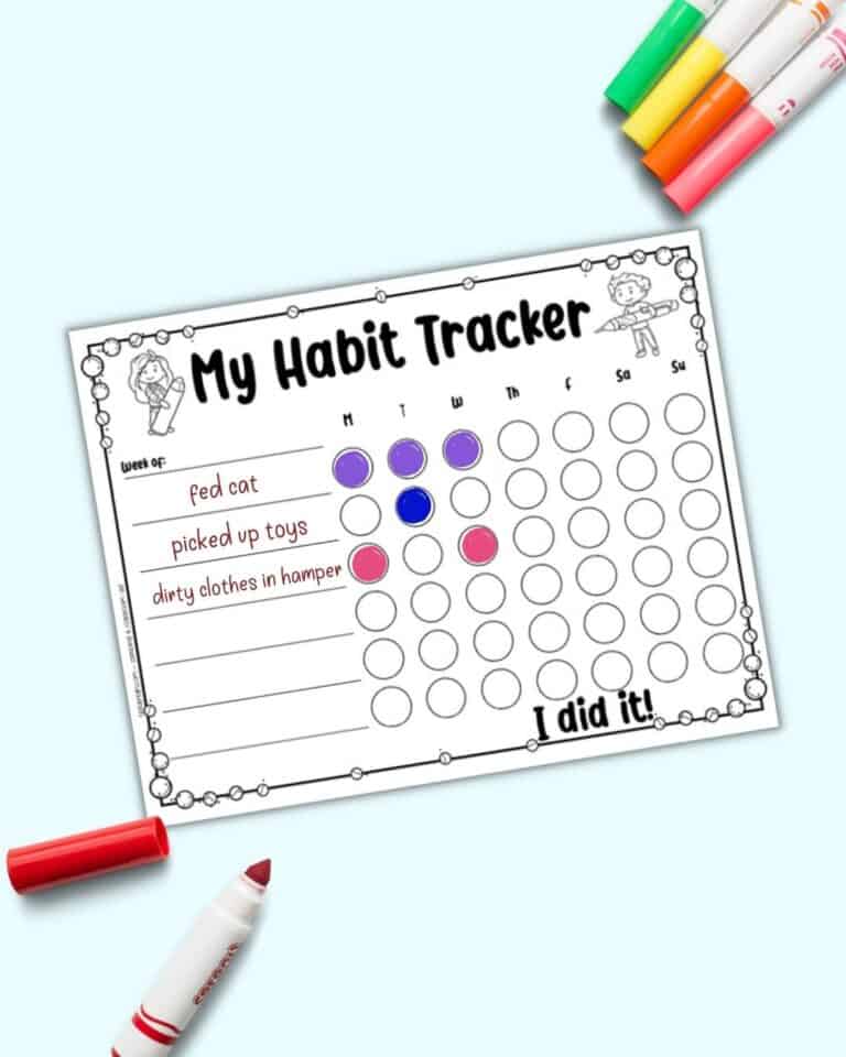 Free Printable Habit Tracker for Kids - The Artisan Life
