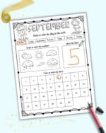 Free Printable September Calendar Worksheet for Kids - The Artisan Life