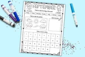 Free Printable September Calendar Worksheet for Kids - The Artisan Life