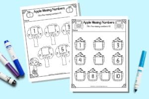 Free Printable Apple Theme Missing Number Worksheets - The Artisan Life