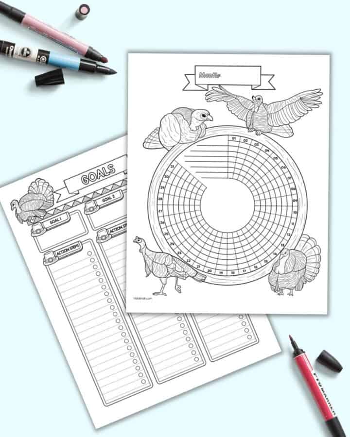 Free Printable Thanksgiving Turkey Bujo Planner Printables - The ...