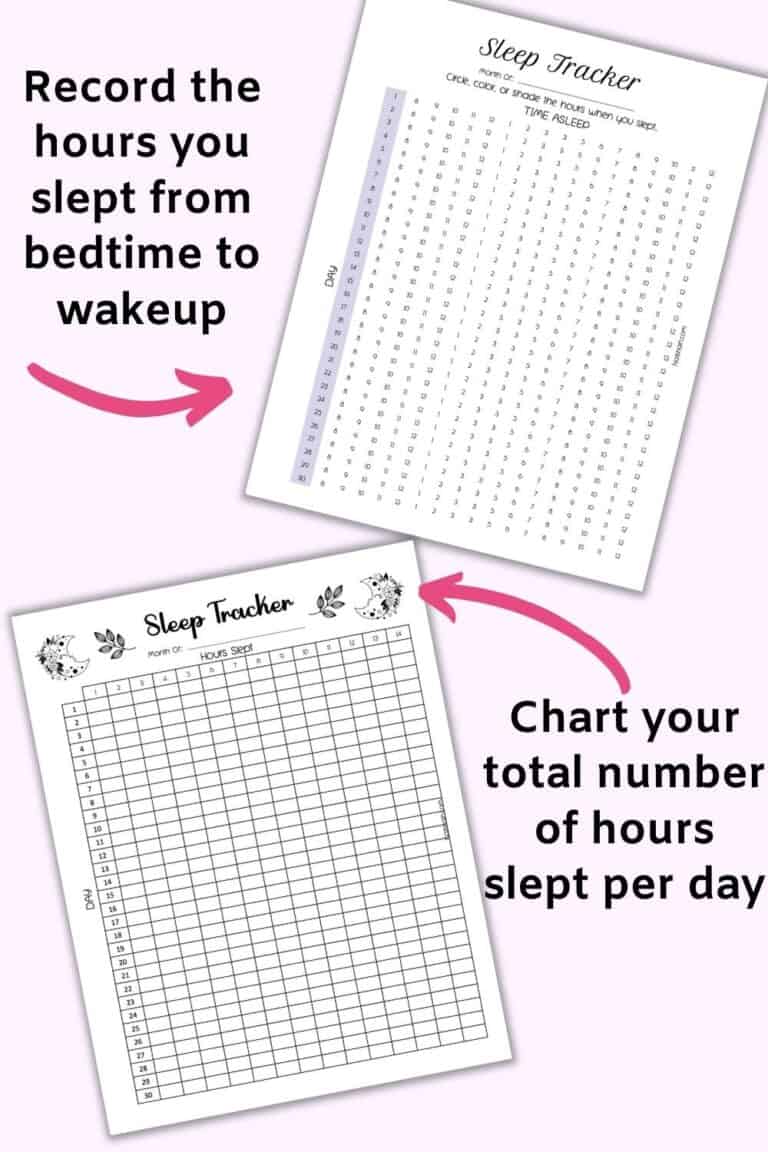 Free Printable Sleep Tracker Templates - The Artisan Life