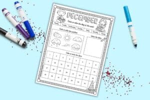Free Printable December Calendar Worksheet for Kids - The Artisan Life