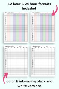 24 Hour Weekly Planner Printable (free printable 24 hour calendar ...