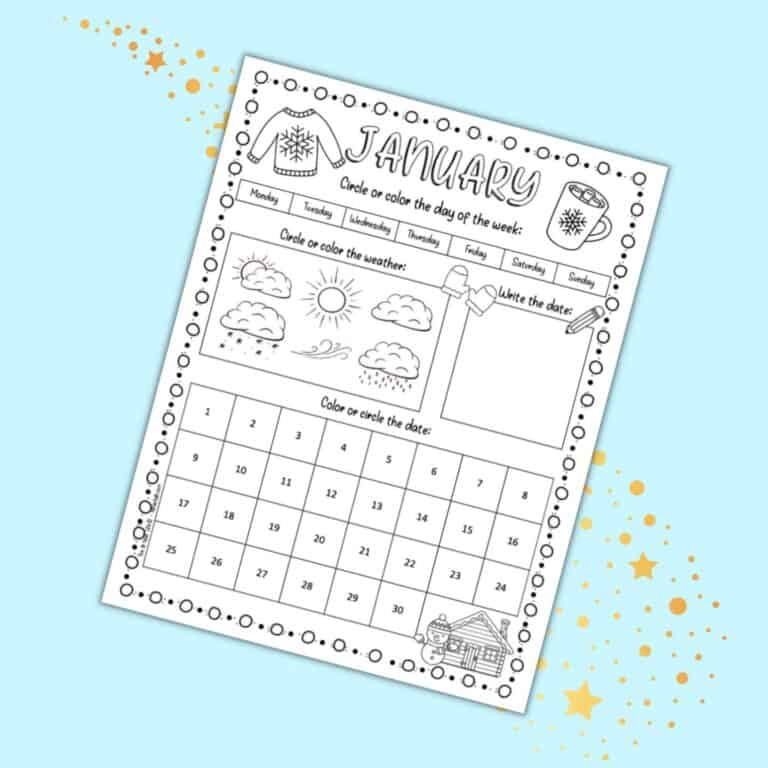 Free Printable February Calendar Worksheet for Kids - The Artisan Life