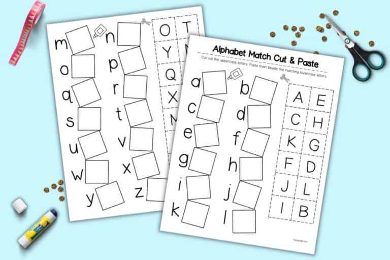 Free Printable Alphabet Matching Cut and Paste - The Artisan Life