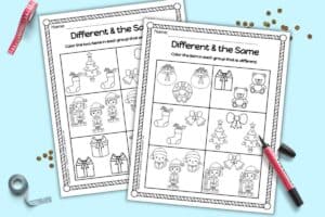 Free Printable Christmas Themed Different and the Same Worksheets - The ...