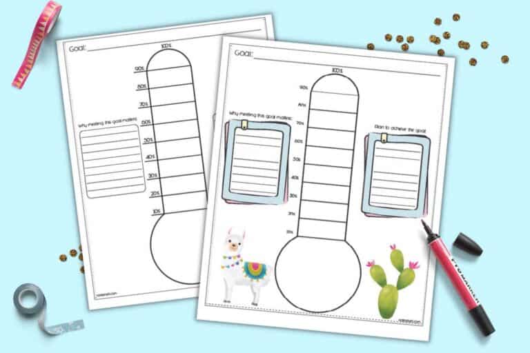 Free Printable Thermometer Goal Tracker Template - The Artisan Life