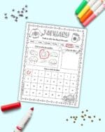 Free Printable January Calendar Worksheet for Kids (January ...
