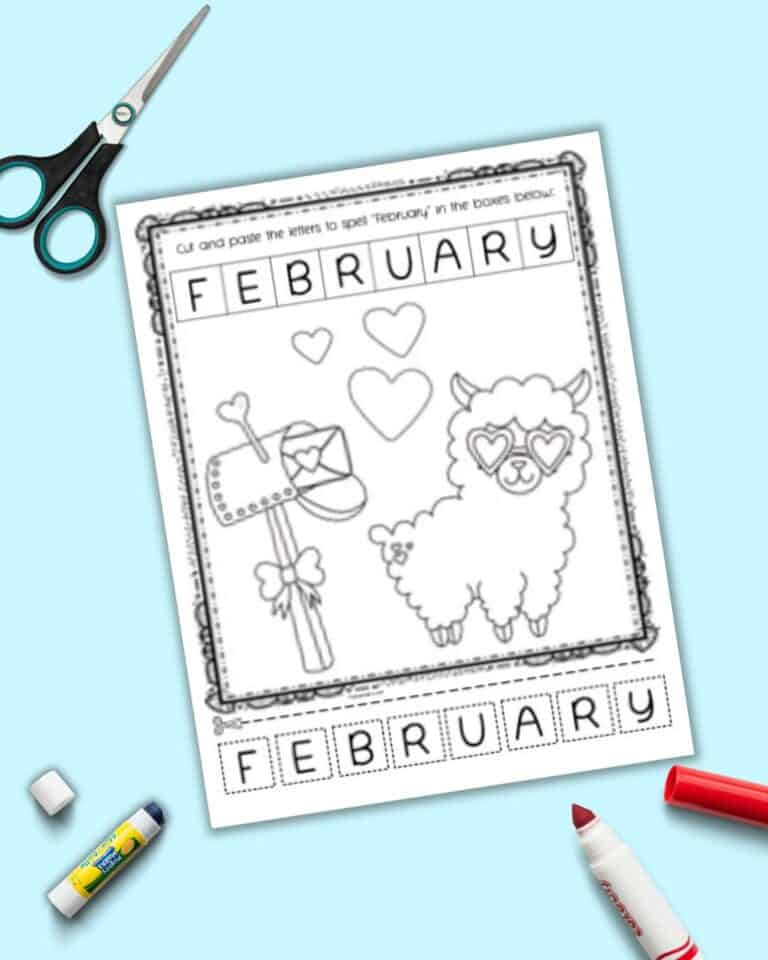 Free Printable February Cut and Paste - The Artisan Life