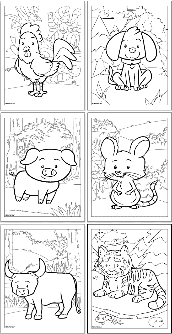 Free Printable Chinese Zodiac Animals Coloring Pages for Kids - The ...