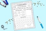 Free Printable February Calendar Worksheet for Kids - The Artisan Life