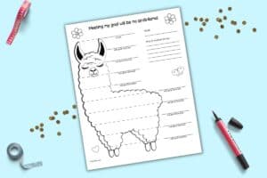 Free Printable Llama Themed Goal Tracker Template - The Artisan Life