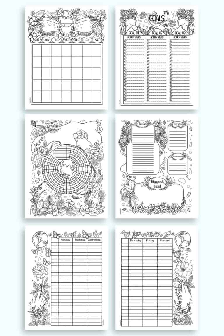 Free Mother Earth Bujo Planner printables - The Artisan Life