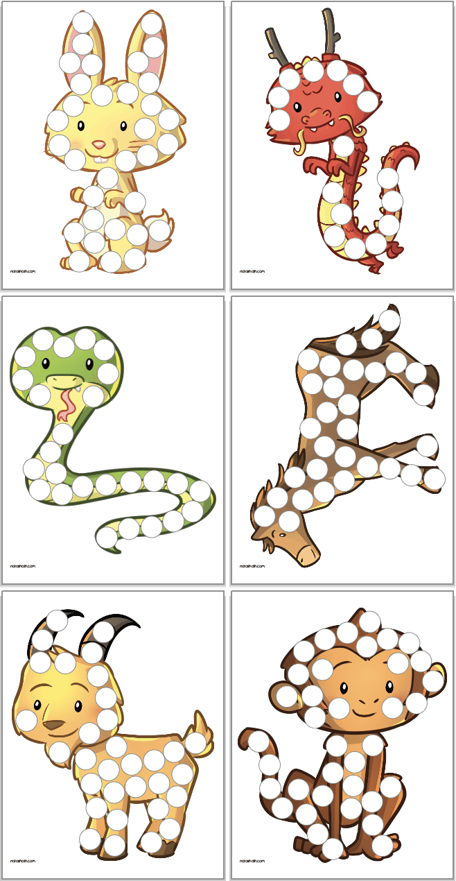 Free Printable Chinese Zodiac Animal Dot Marker Pages - The Artisan Life