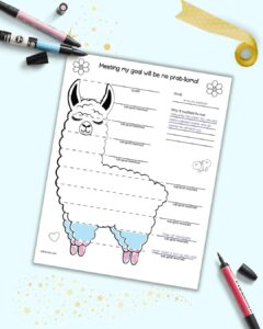 Free Printable Llama Themed Goal Tracker Template - The Artisan Life