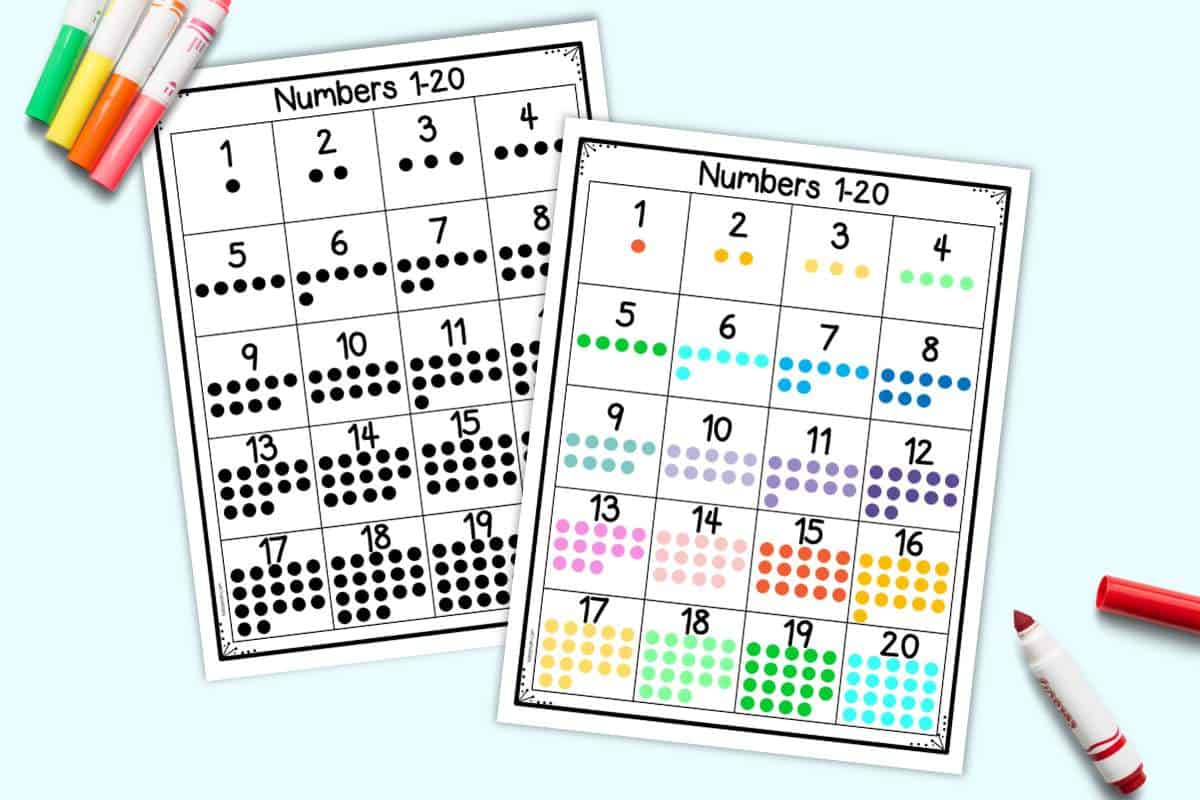 Free Printable Number Chart 1 20 For Kindergarten The Artisan Life