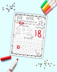 Free Printable April Calendar Worksheet for Kids - The Artisan Life