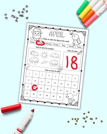 Free Printable April Calendar Worksheet for Kids - The Artisan Life