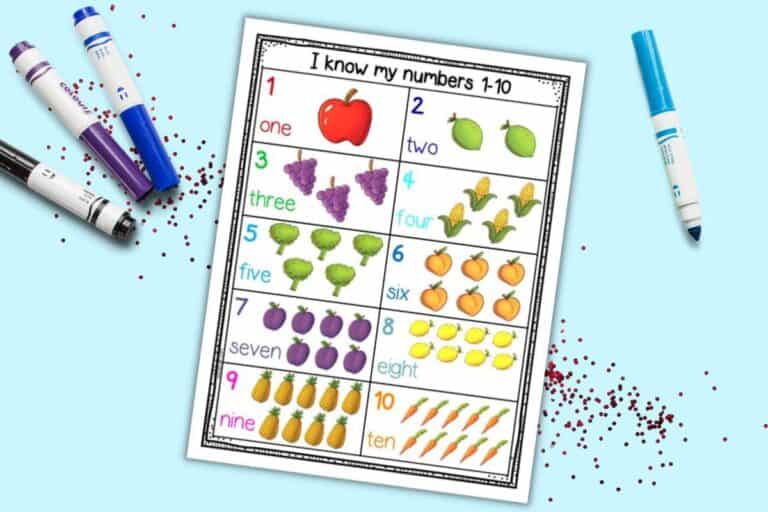 Preschool Number Chart Printable - The Artisan Life