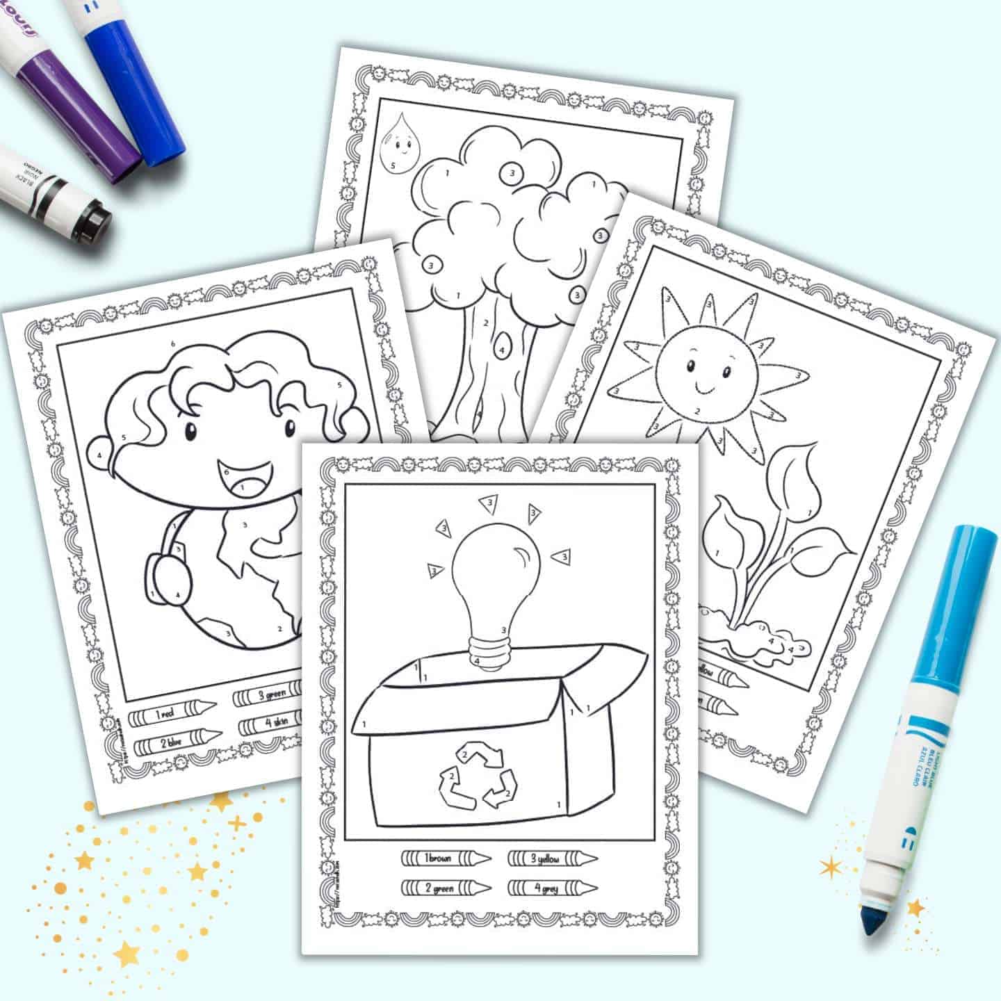 Free Printable Color by Number - Earth Day - The Artisan Life