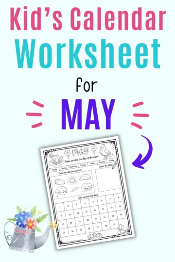 Free Printable May Calendar Worksheet for Kids - The Artisan Life