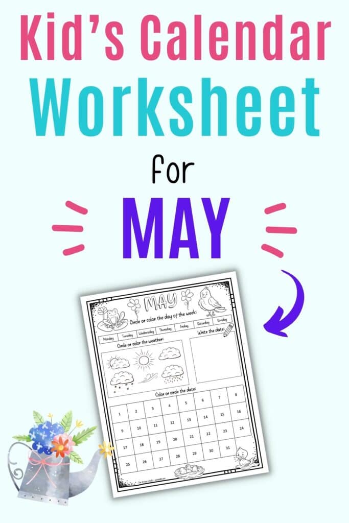 Free Printable May Calendar Worksheet for Kids - The Artisan Life