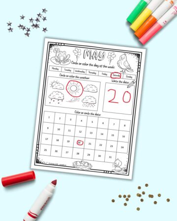 Free Printable May Calendar Worksheet for Kids - The Artisan Life
