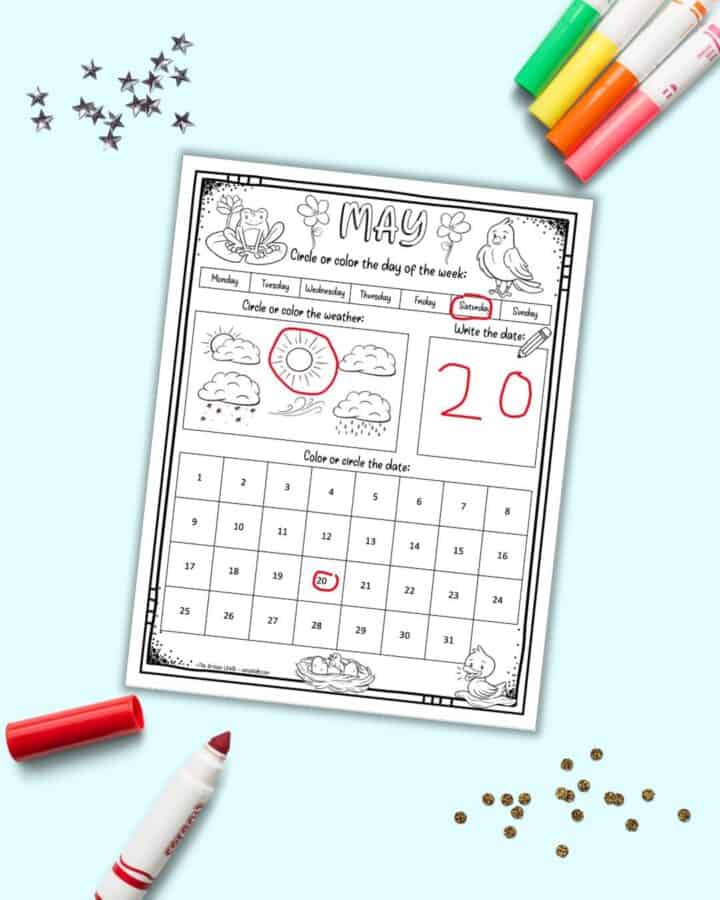 Free Printable May Calendar Worksheet for Kids - The Artisan Life