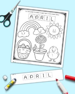 Free Printable April Cut and Paste Worksheet - The Artisan Life