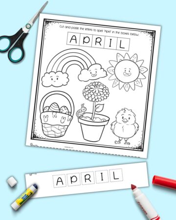 Free Printable April Cut and Paste Worksheet - The Artisan Life
