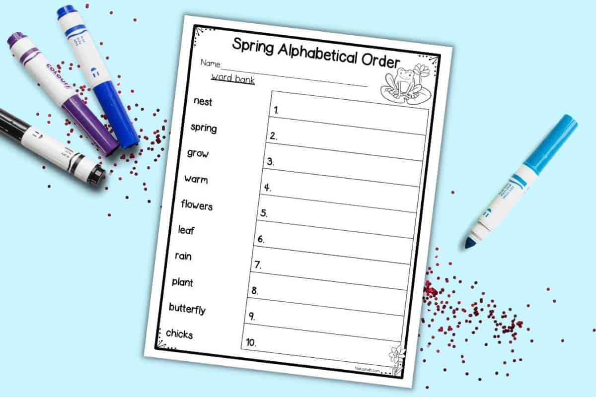 Free Printable Spring Theme Alphabetizing Worksheet The Artisan Life