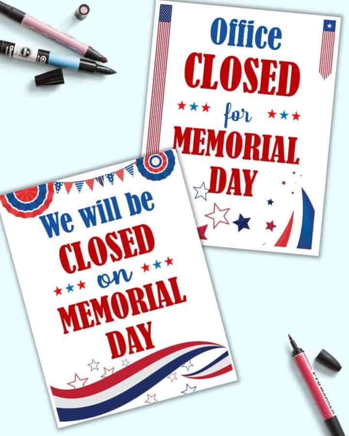 Free Office Closed for Memorial Day Sign Printable - The Artisan Life