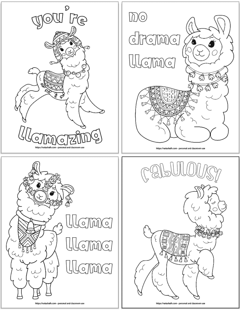 Ridiculously Cute Llama Coloring Pages (for kids & teens) - The Artisan ...