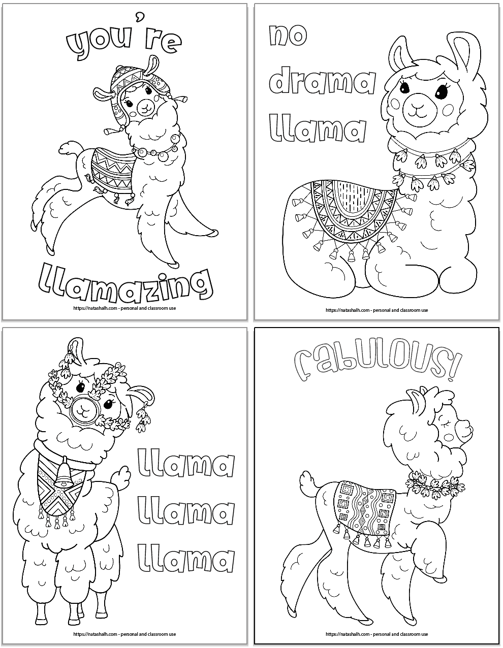 Ridiculously Cute Llama Coloring Pages (for kids & teens) - The Artisan ...