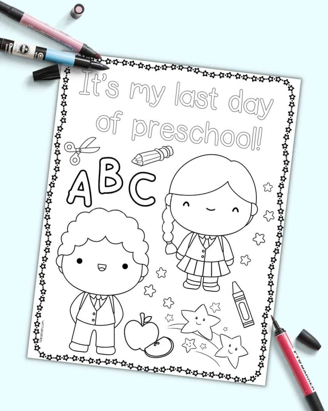 Free Printable Last Day of Preschool Coloring Page - The Artisan Life