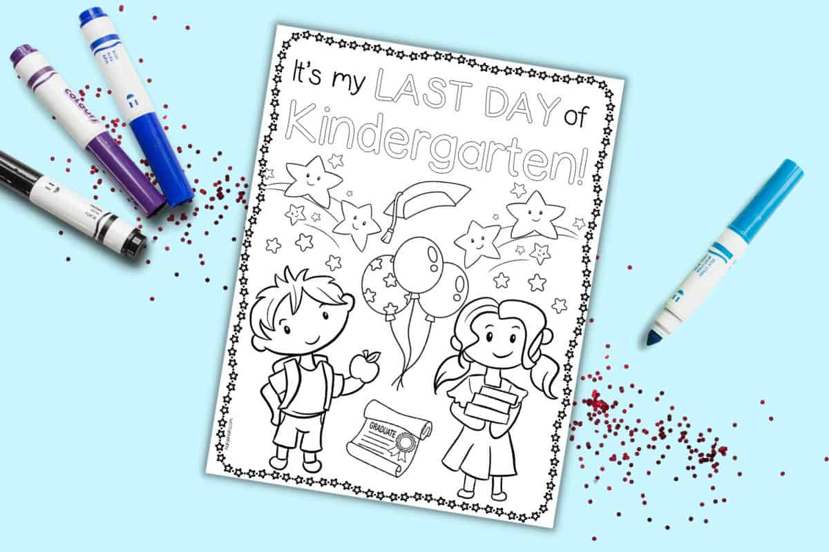 Free Printable Last Day of Kindergarten Coloring Page - The Artisan Life